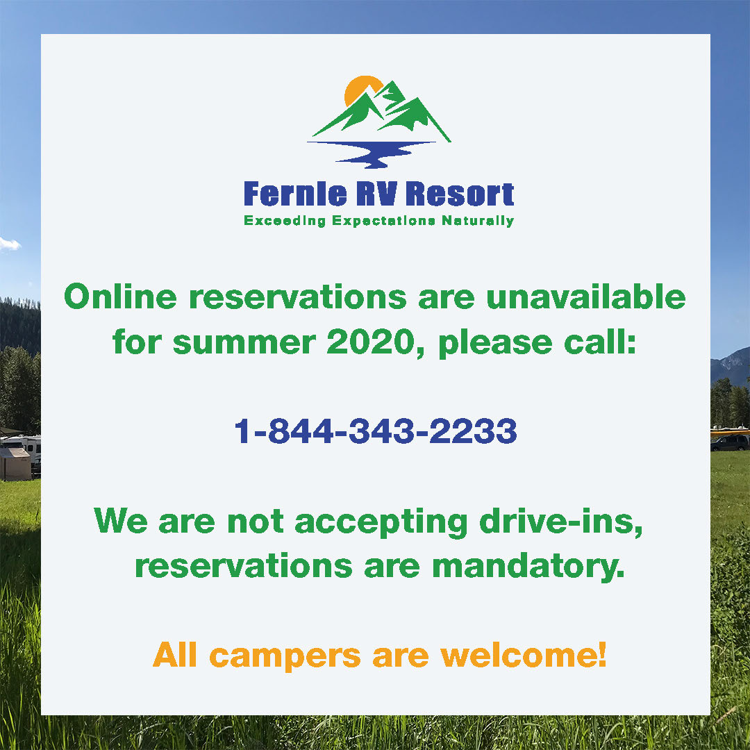 Reservations Open Online - Fernie RV Resort